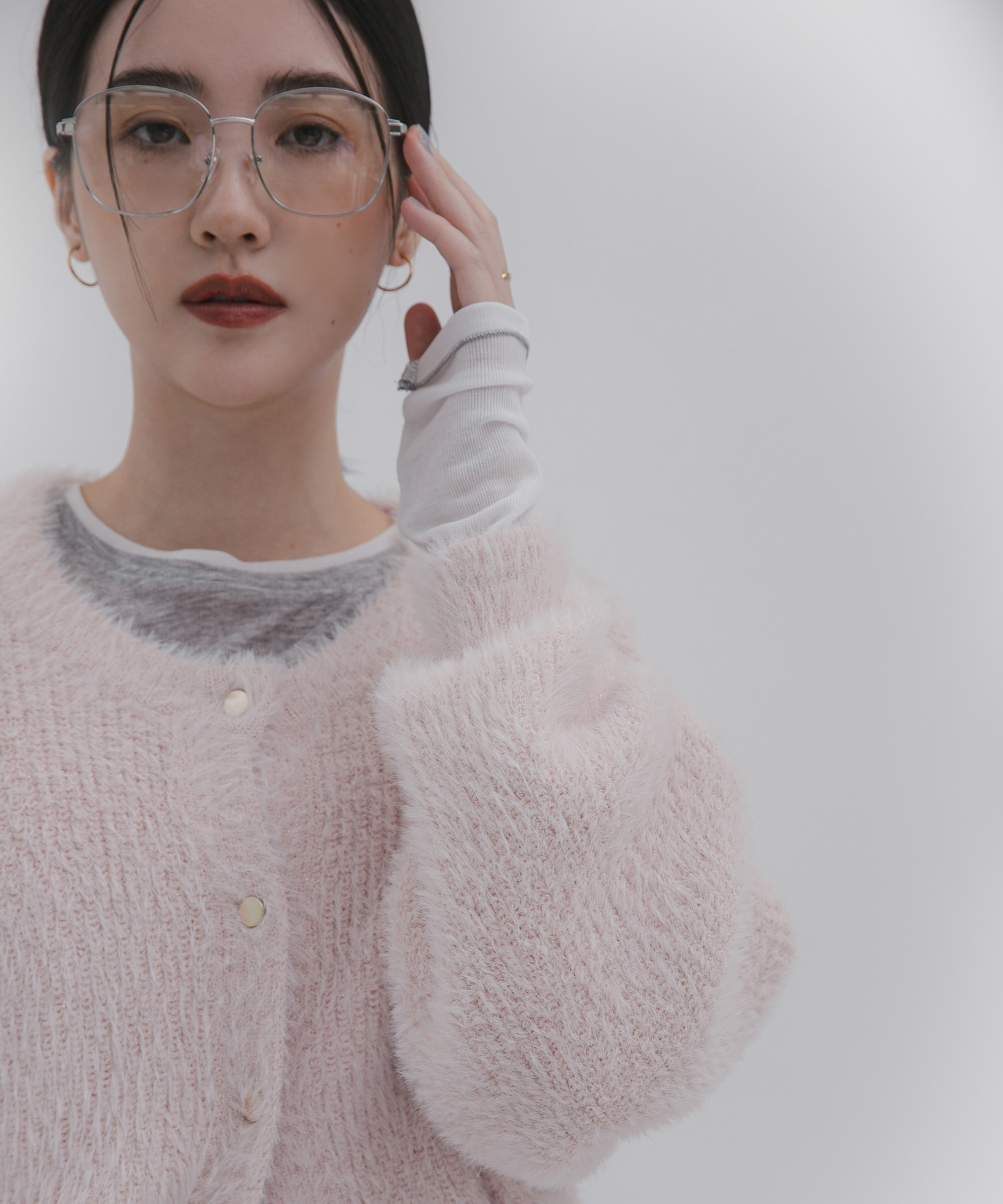 SENSE OF PLACE 台灣官方網站 - 金蔥毛絨短版開襟衫 Lame Shaggy Cropped Cardigan